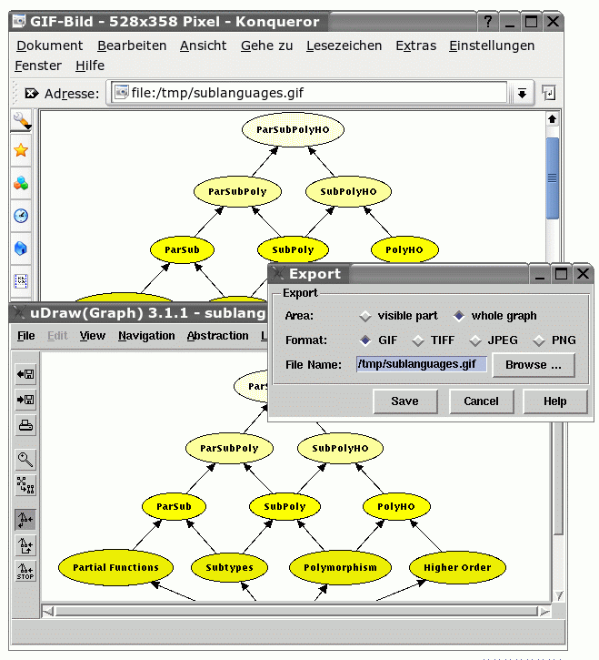 New features in uDraw(Graph): Export